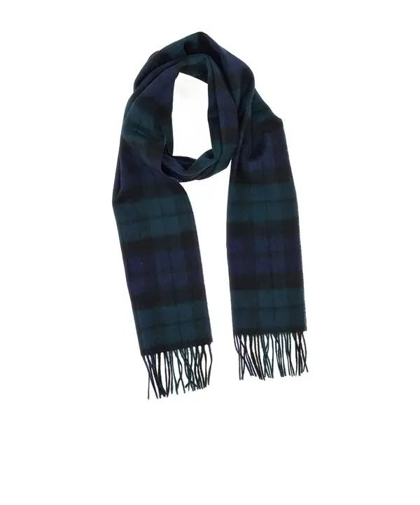 Barbour Checked Pattern Fringed Scarf