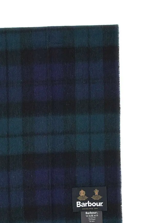 Barbour Checked Pattern Fringed Scarf