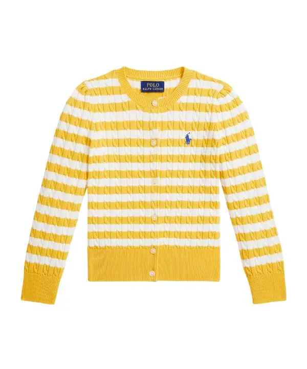Polo Ralph Lauren Striped Mini-cable Cotton Cardigan - Yellow
