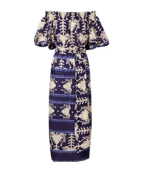 Johanna Ortiz Printed Poplin Midi Dress