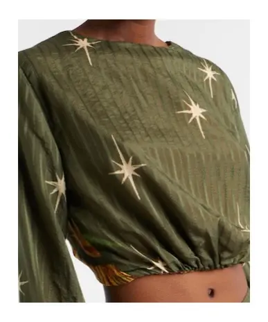 Johanna Ortiz Printed Silk And Cotton Jacquard Blouse