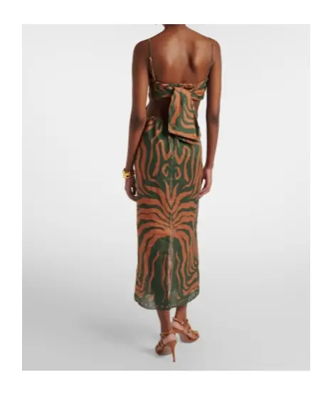 Johanna Ortiz Printed Cutout Linen Maxi Dress