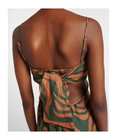 Johanna Ortiz Printed Cutout Linen Maxi Dress