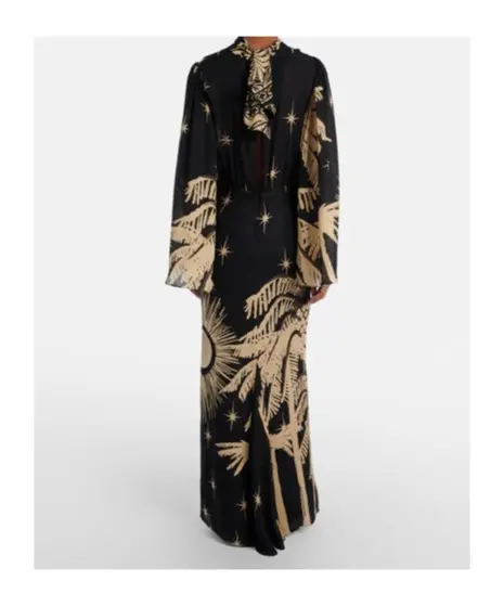 Johanna Ortiz Printed Silk Maxi Dress