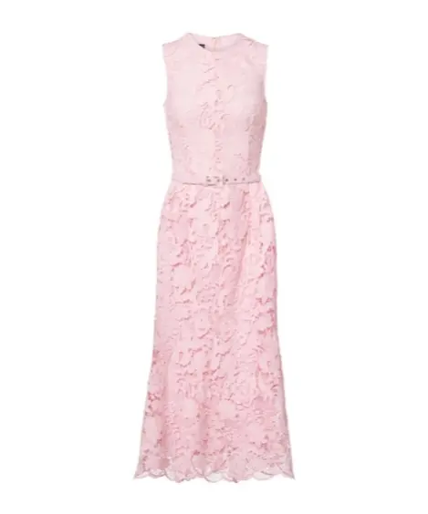 Monique Lhuillier Floral Lace Midi Dress - Pink