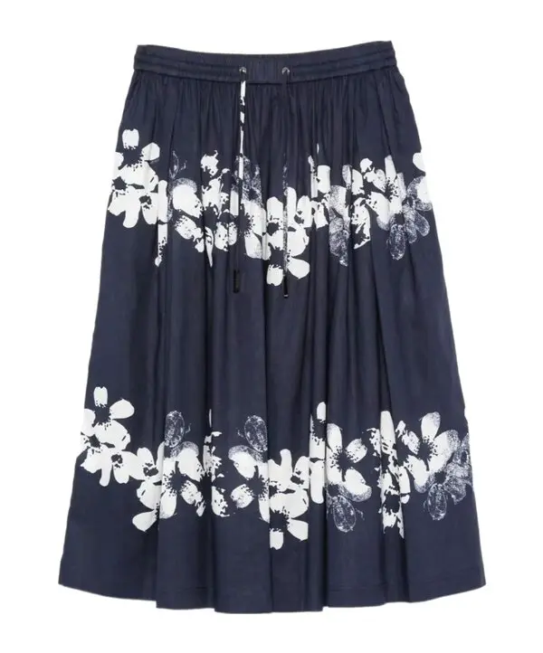 Iceberg Floral Print Midi Skirt - Blue
