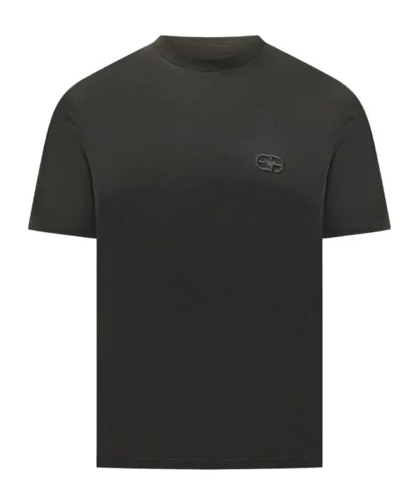 Emporio Armani Logo Embroidered Crewneck T-shirt - Black