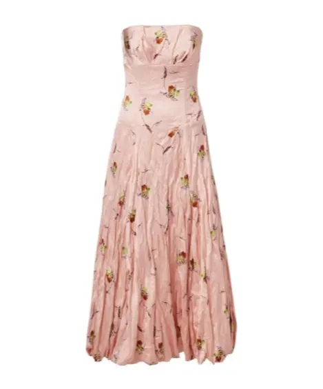EMILIA WICKSTEAD Kaia Floral Satin Bustier Dress - Nude