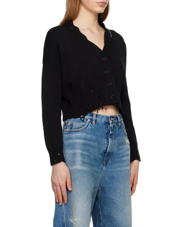 Marni Distressed Cropped Knitted Cardigan