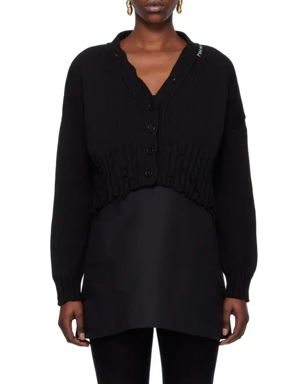 Marni Distressed Cropped Knitted Cardigan