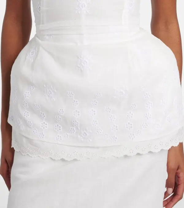 Magda Butrym Scalloped Cotton-blend Bandeau Top With Embroidery