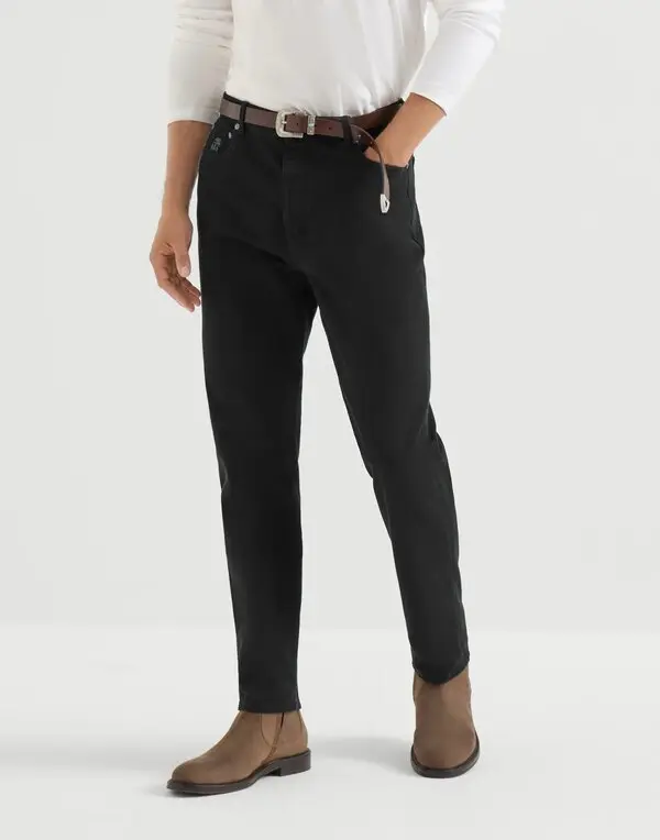 Brunello Cucinelli Garment-dyed Iconic-fit Five-pocket Denim Trousers - Black