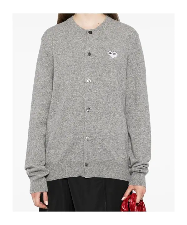 Comme Des Garçons Logo Patch Knitted Cardigan