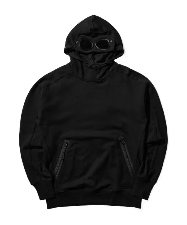C.P. COMPANY Goggle Detail Cotton Hoodie - Black