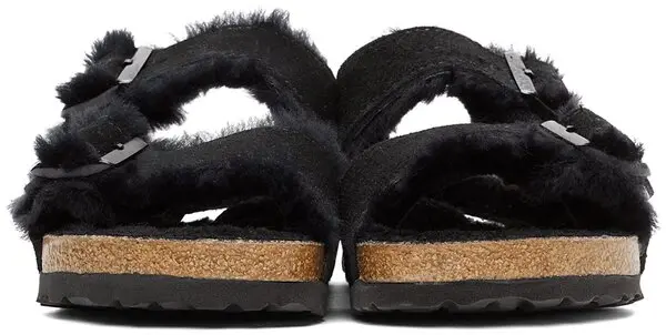 BIRKENSTOCK Arizona Shearling Buckled Sandals - Black