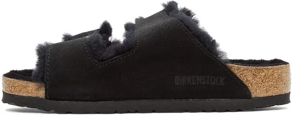 BIRKENSTOCK Arizona Shearling Buckled Sandals - Black