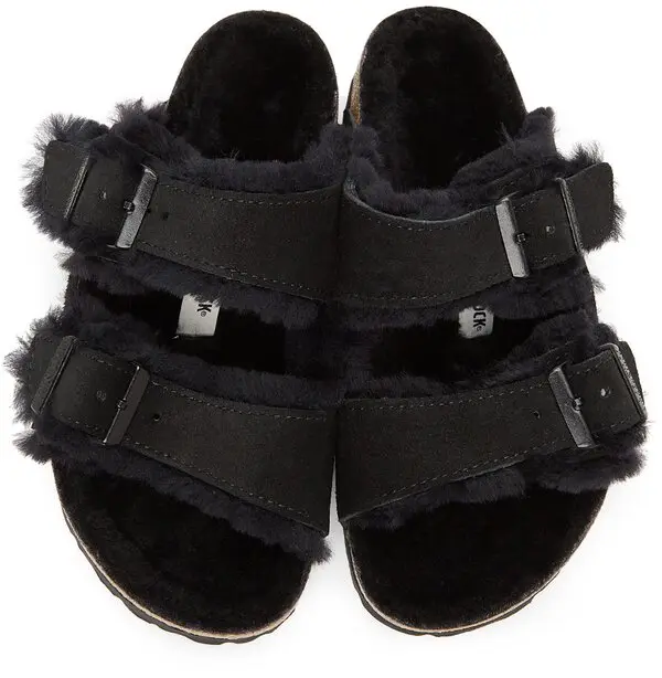 BIRKENSTOCK Arizona Shearling Buckled Sandals - Black