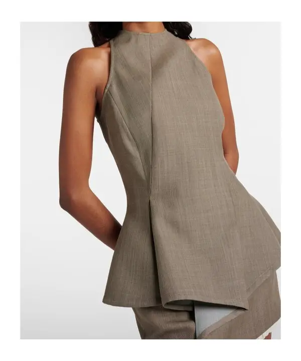 Magda Butrym Asymmetric Peplum Wool Top