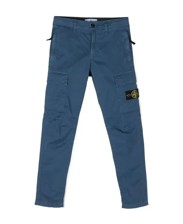 Stone Island Logo Patch Cargo Pants - Blue
