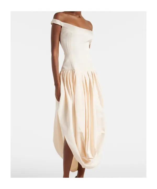 Magda Butrym Off-shoulder Cotton And Silk Maxi Dress - White