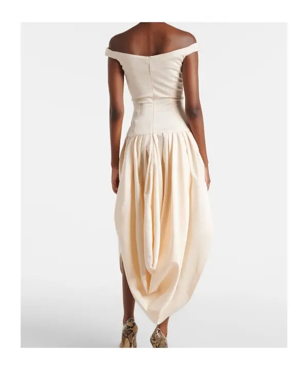 Magda Butrym Off-shoulder Cotton And Silk Maxi Dress - White