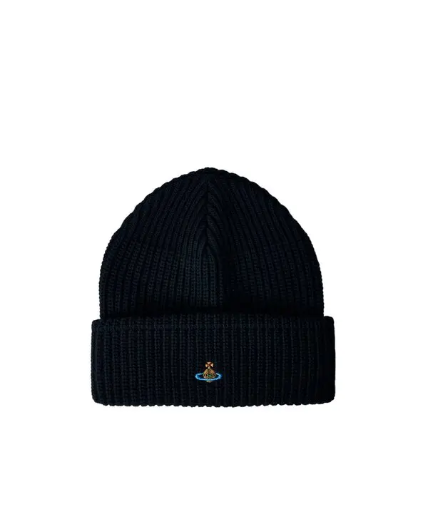 VIVIENNE WESTWOOD Logo Embroidered Beanie - Black