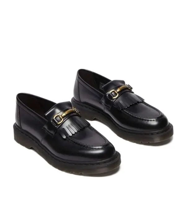 Dr. Martens Leather Tassel Loafers With Gold Horsebit Detailing