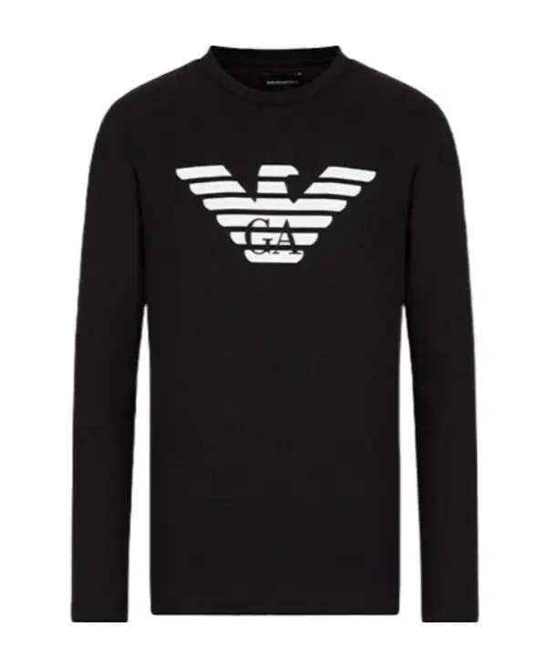 Emporio Armani Logo Printed Crewneck T-shirt - Black