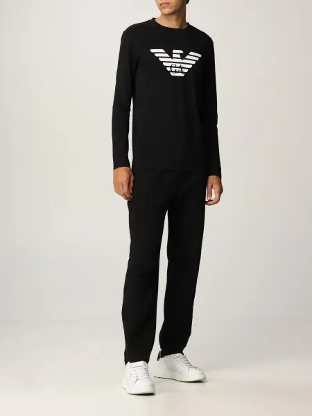 Emporio Armani Logo Printed Crewneck T-shirt - Black
