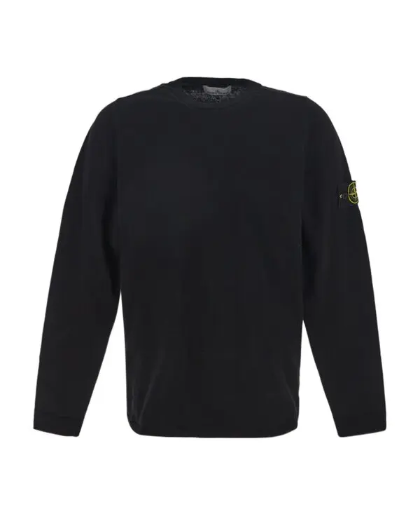 Stone Island Logo Patch Crewneck Knitted Jumper - Black