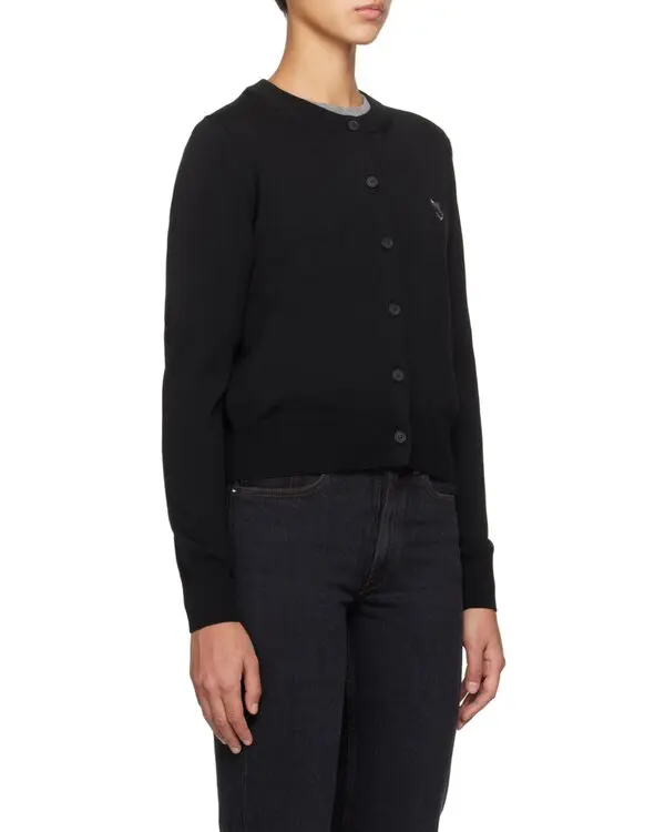 Maison Kitsuné Fox Head Embroidered Knitted Cardigan
