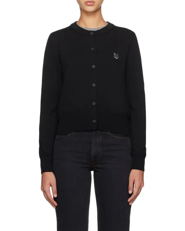 Maison Kitsuné Fox Head Embroidered Knitted Cardigan