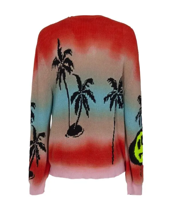 BARROW Plam Tree Graphic Intarsia Crewneck Sweater