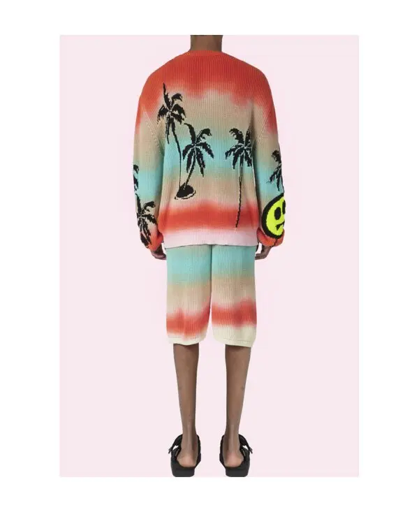 BARROW Plam Tree Graphic Intarsia Crewneck Sweater