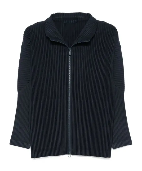 Issey Miyake Pleated Zip-front Shirt Jacket - Black