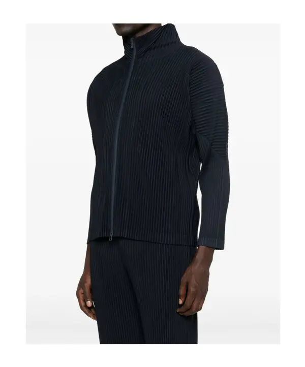 Issey Miyake Homme Plissé Pleated Zip-front Shirt Jacket - Black