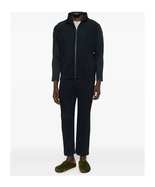 Issey Miyake Homme Plissé Pleated Zip-front Shirt Jacket - Black