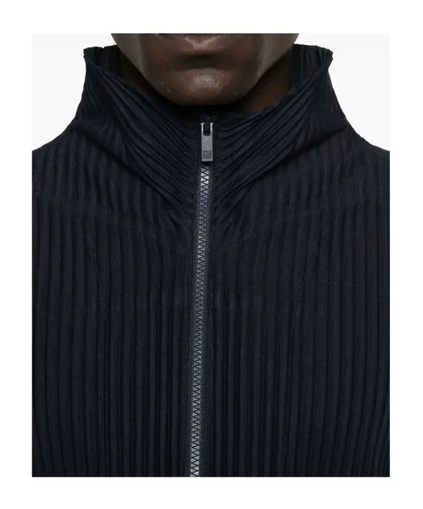 Issey Miyake Homme Plissé Pleated Zip-front Shirt Jacket - Black