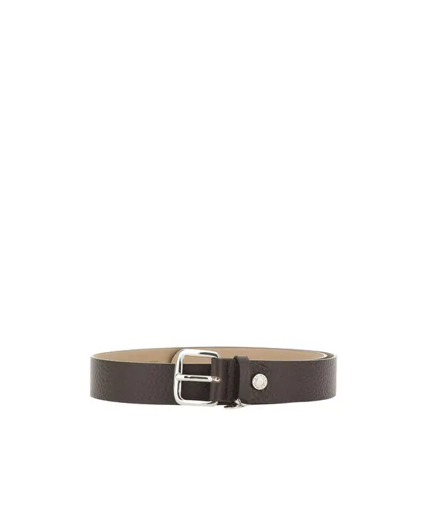 GIANNI CHIARINI Textured Leather Belt With Silver Buckle - Black
