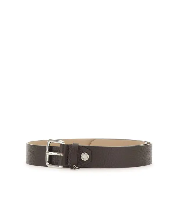 GIANNI CHIARINI Textured Leather Belt With Silver Buckle - Black
