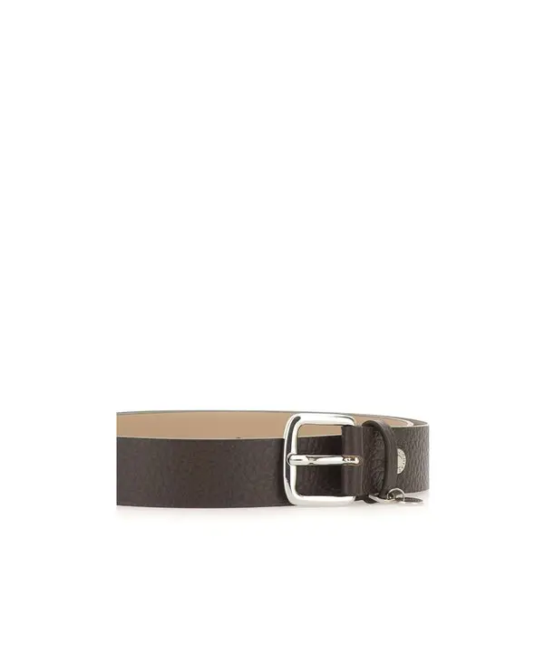 GIANNI CHIARINI Textured Leather Belt With Silver Buckle - Black