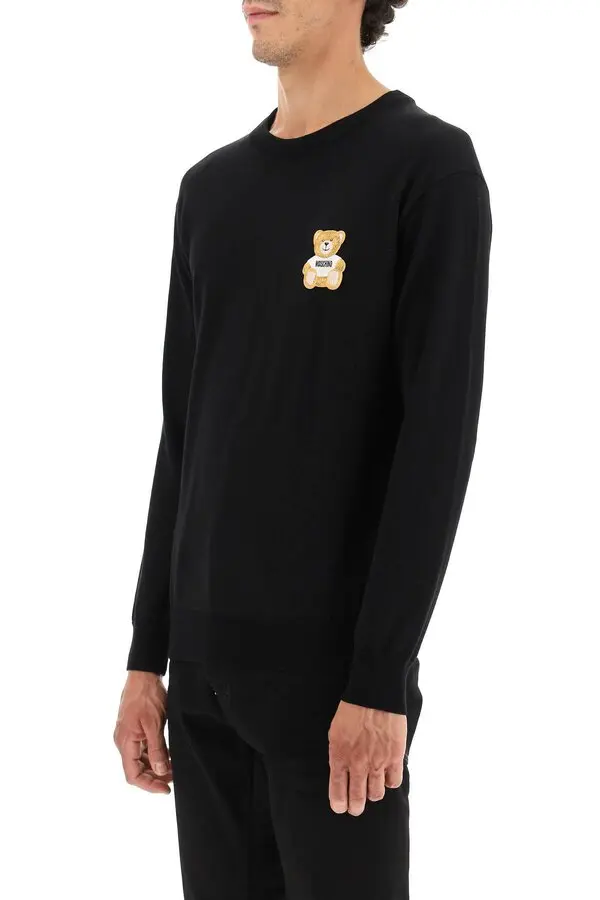 Moschino Teddy Bear Patch Crewneck Knitted Jumper