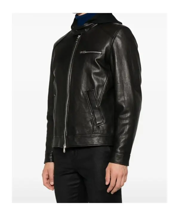 DONDUP Hooded Leather Jacket