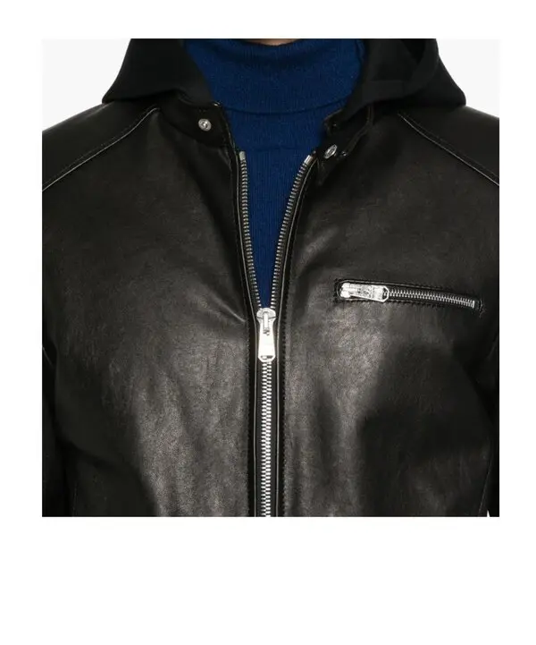 DONDUP Hooded Leather Jacket