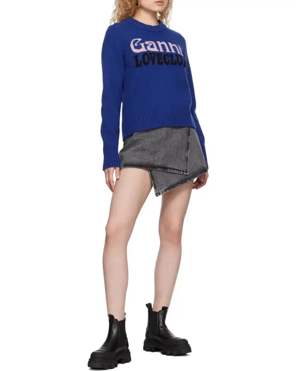 GANNI Logo-intarsia Knitted Crewneck Jumper