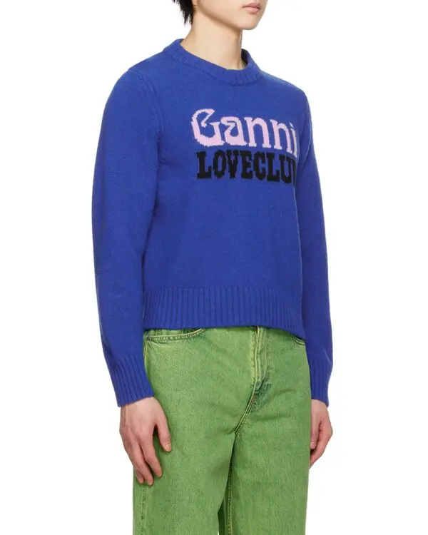 GANNI Logo-intarsia Knitted Crewneck Jumper