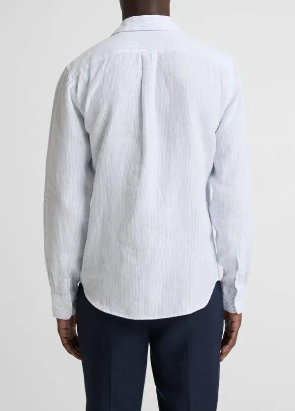 Vince Tate Stripe Pocket-detail Linen Shirt