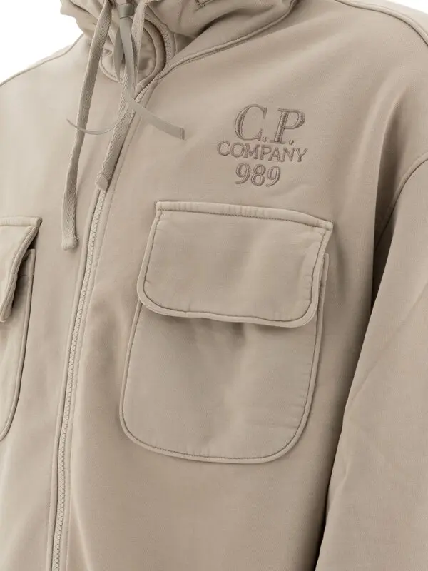 C.P. COMPANY Brushed And Emerized Diagonal Fleece Hooded Utility Sweatshirt