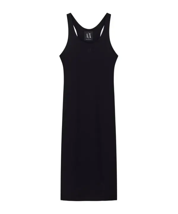 Armani Exchange Ribbed Midi Dress - Black
