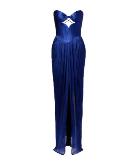 MARIA LUCIA HOHAN Stephanie Silk Tulle Bustier Gown - Blue